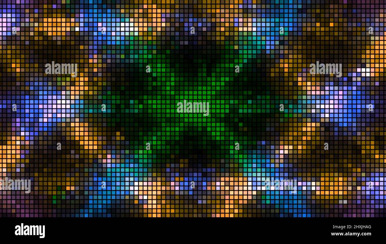 Hypnotic pattern of vibrating pixels. Motion. Pixels move to represent ...