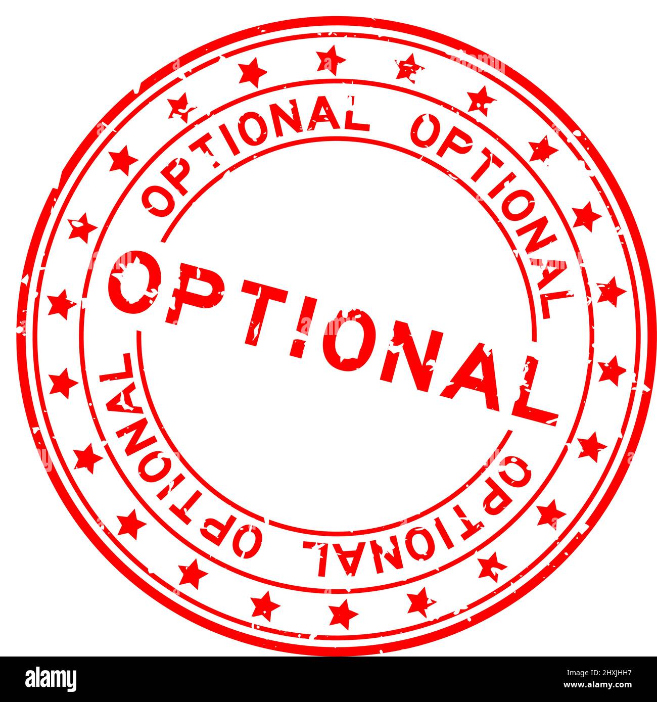 Grunge red optional word round rubber seal stamp on white background ...