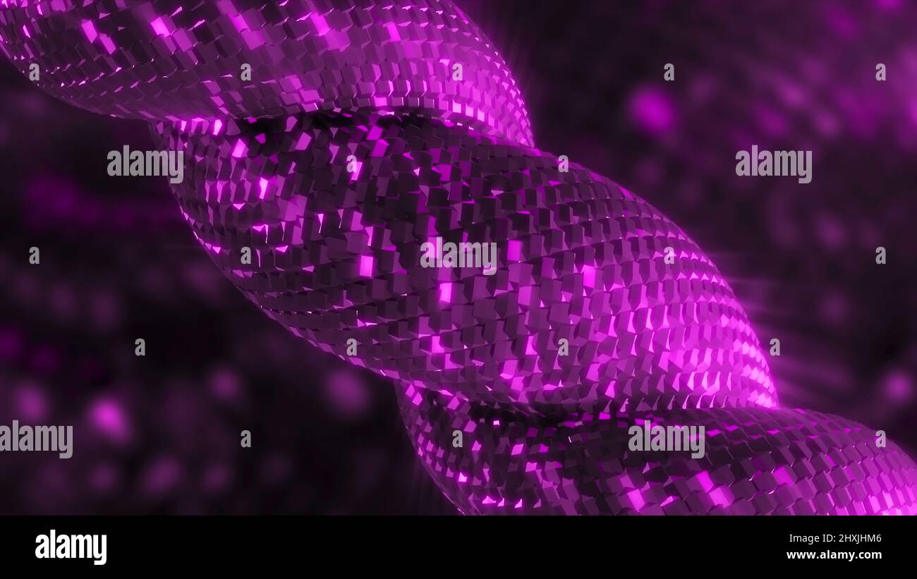 Twisting spiral with shiny squares. Motion. Moving twisted harness with ...