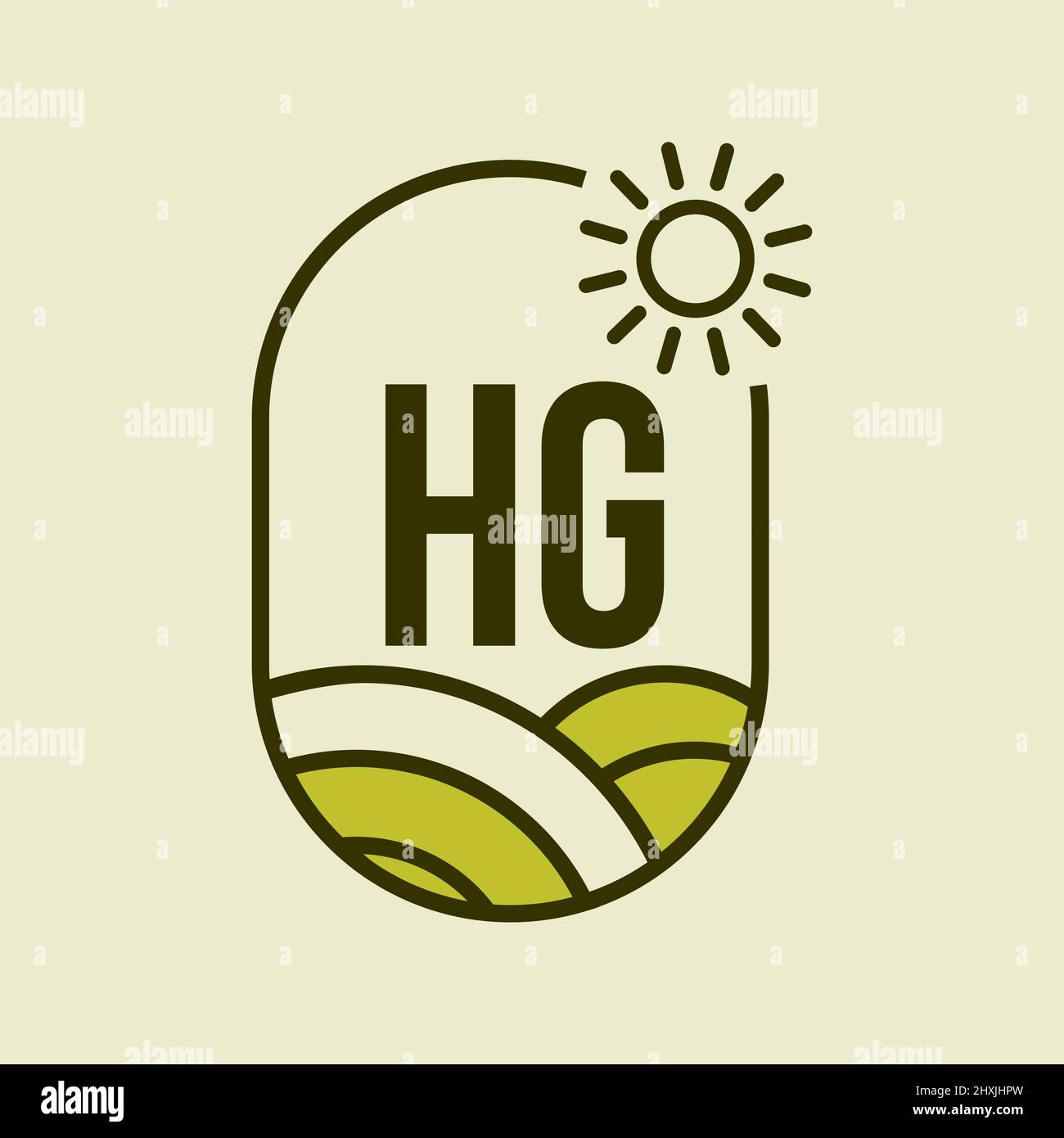 Agriculture Logo On Letter HG Emblem Template. Letter HG Agro Farm ...
