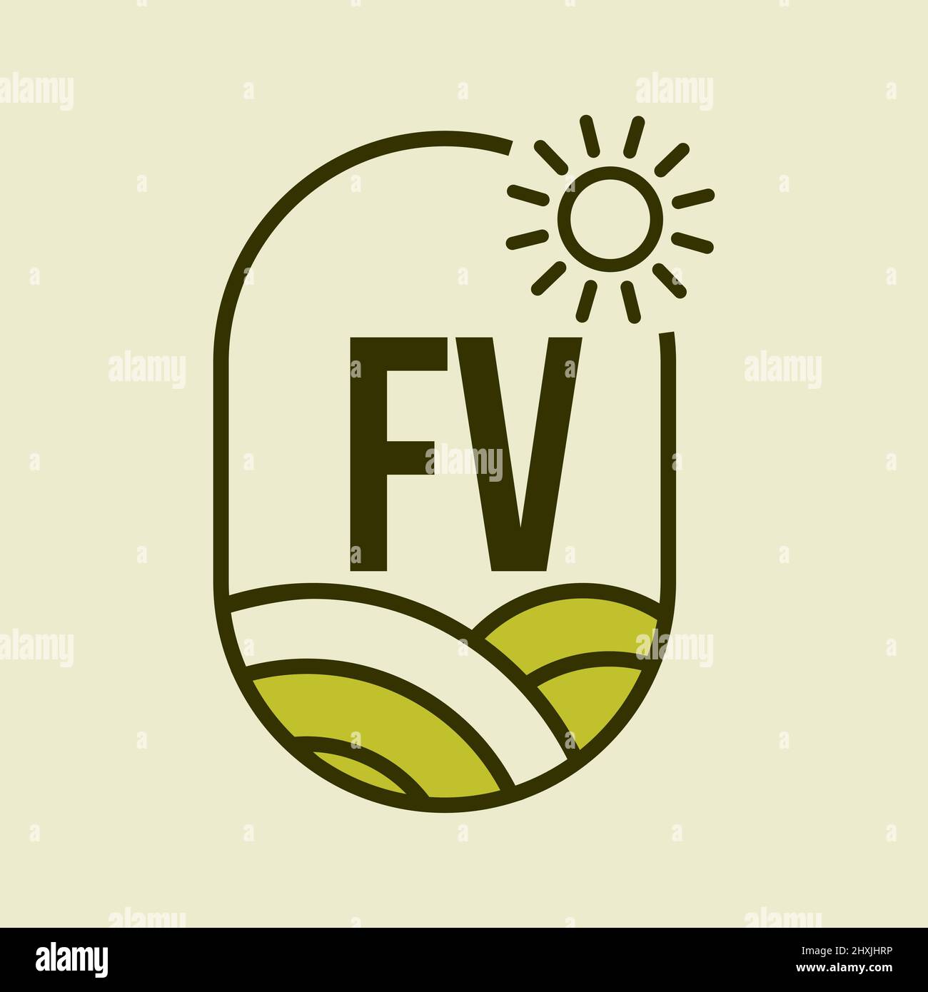Agriculture Logo On Letter FV Emblem Template. Letter FV Agro Farm ...
