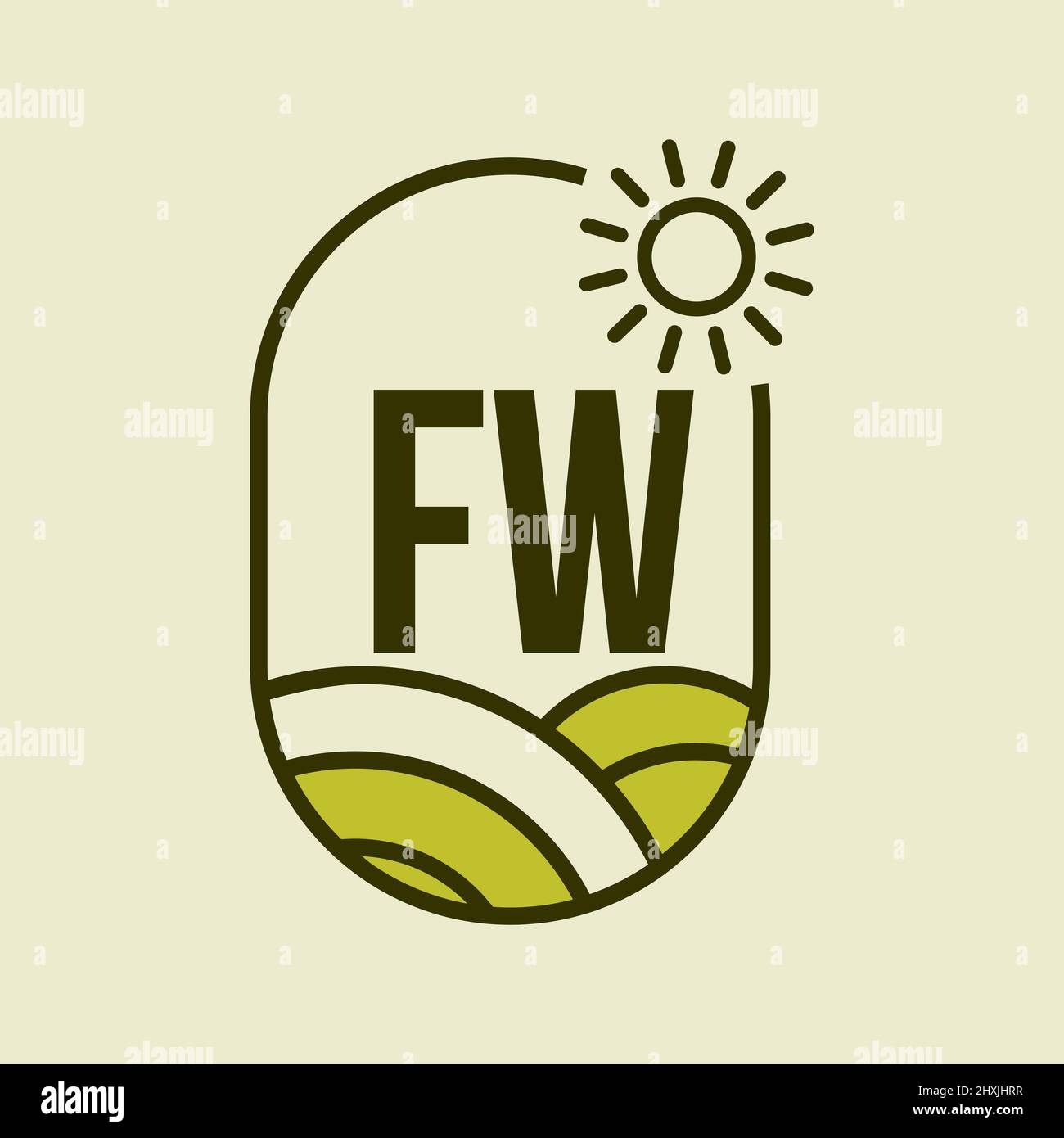 Agriculture Logo On Letter FW Emblem Template. Letter FW Agro Farm ...