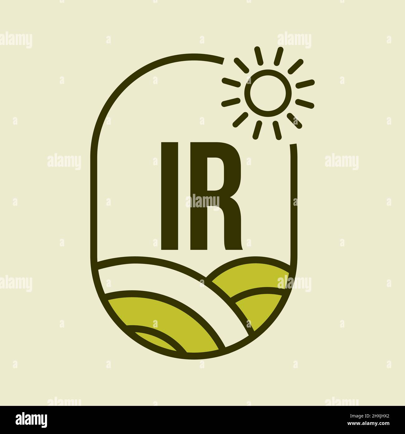 Agriculture Logo On Letter IR Emblem Template. Letter IR Agro Farm ...