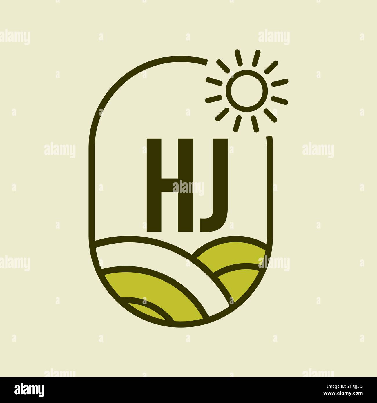 Agriculture Logo On Letter HJ Emblem Template. Letter HJ Agro Farm ...