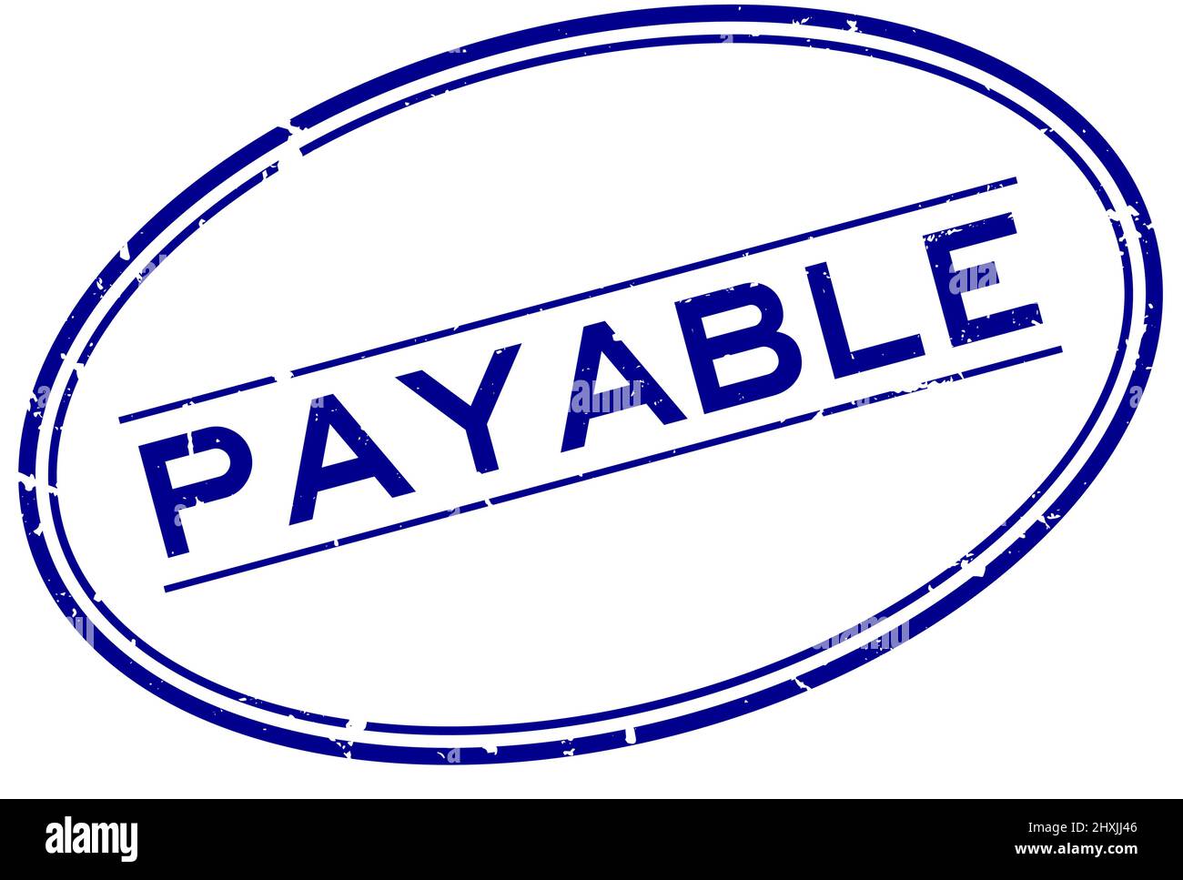 Grunge blue payable word oval rubber seal stamp on white background ...