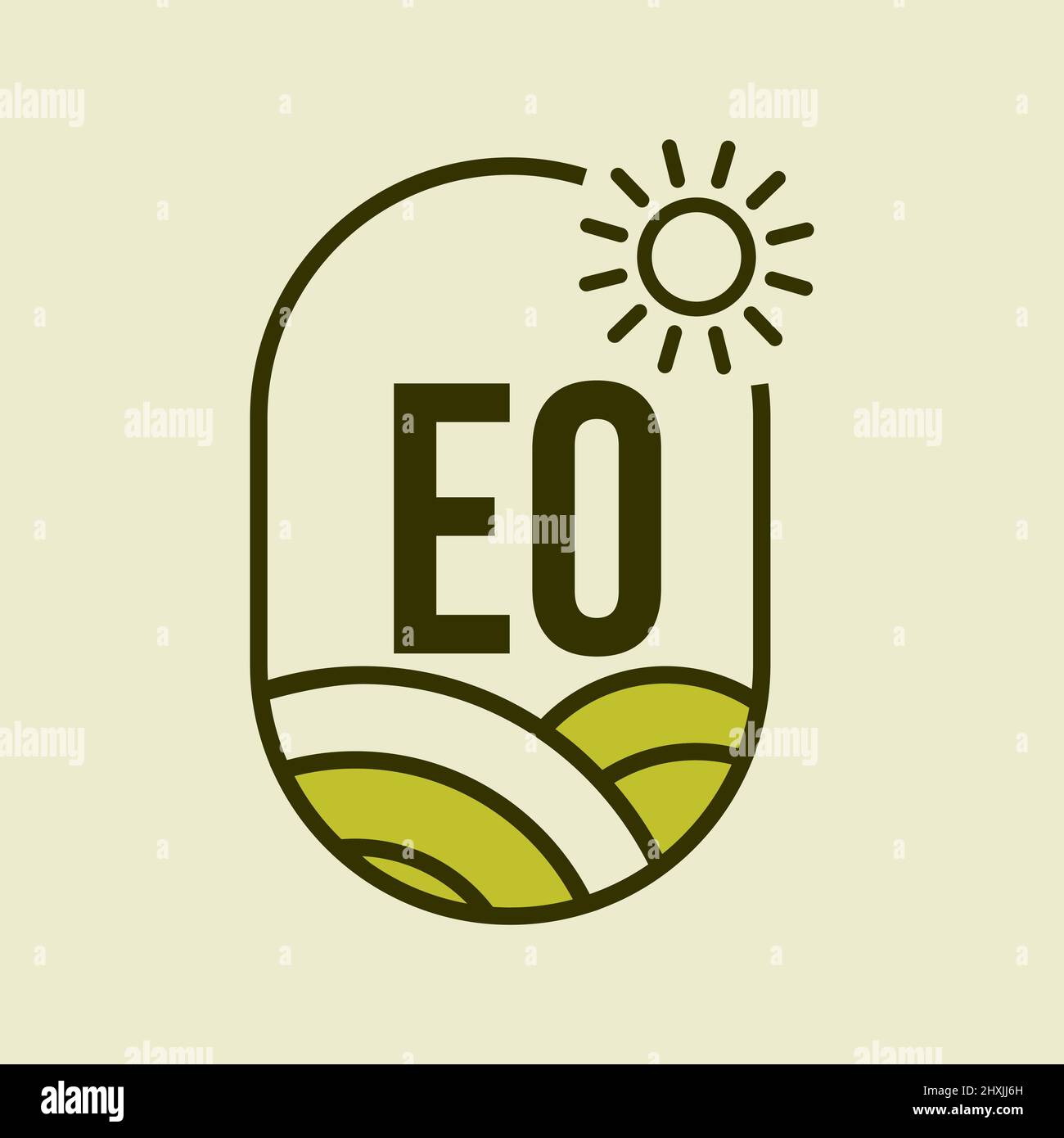 Agriculture Logo On Letter EO Emblem Template. Letter EO Agro Farm ...