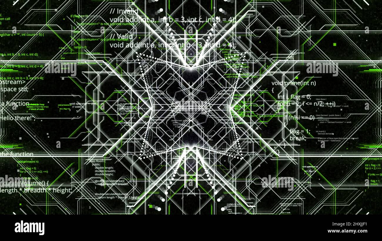 Artificial intelligence creating connections of white and green colors ...