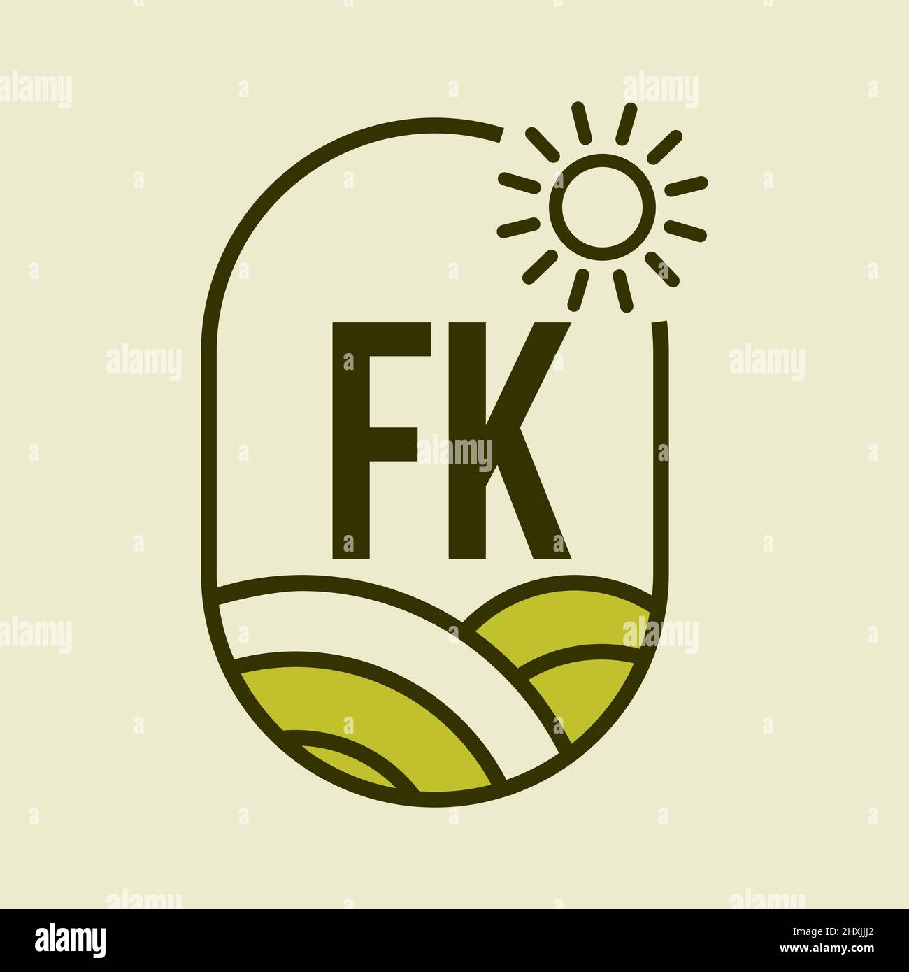 Agriculture Logo On Letter FK Emblem Template. Letter FK Agro Farm ...