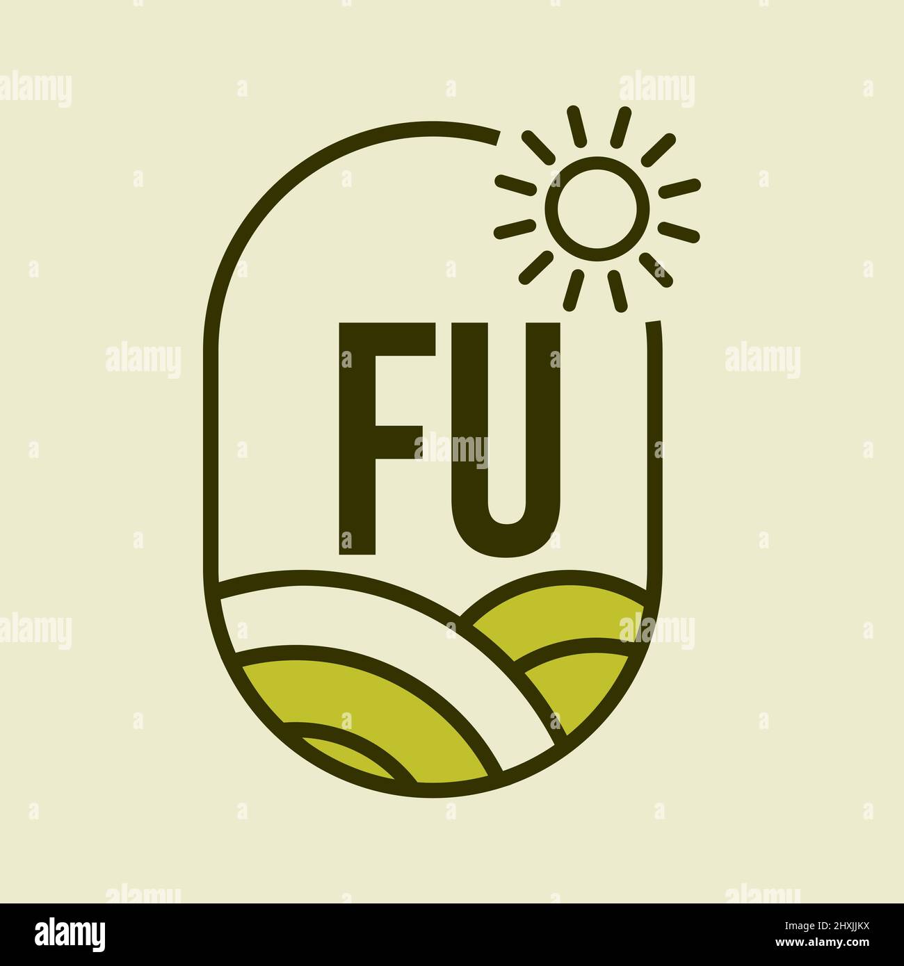 Agriculture Logo On Letter FU Emblem Template. Letter FU Agro Farm ...