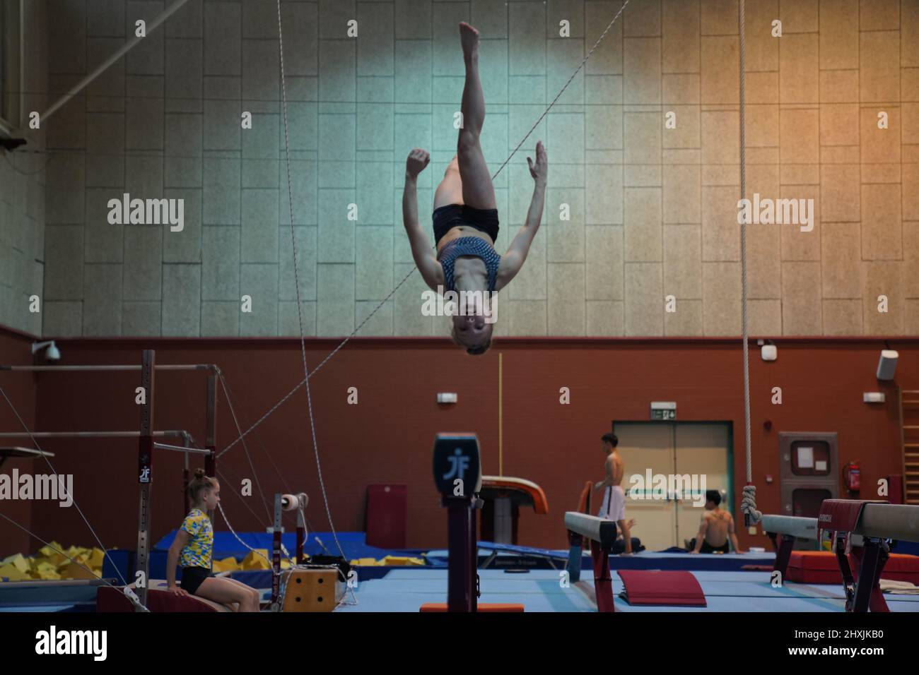 The Ukrainian gymnastics team trains at Qatar’s gymnastics training ...