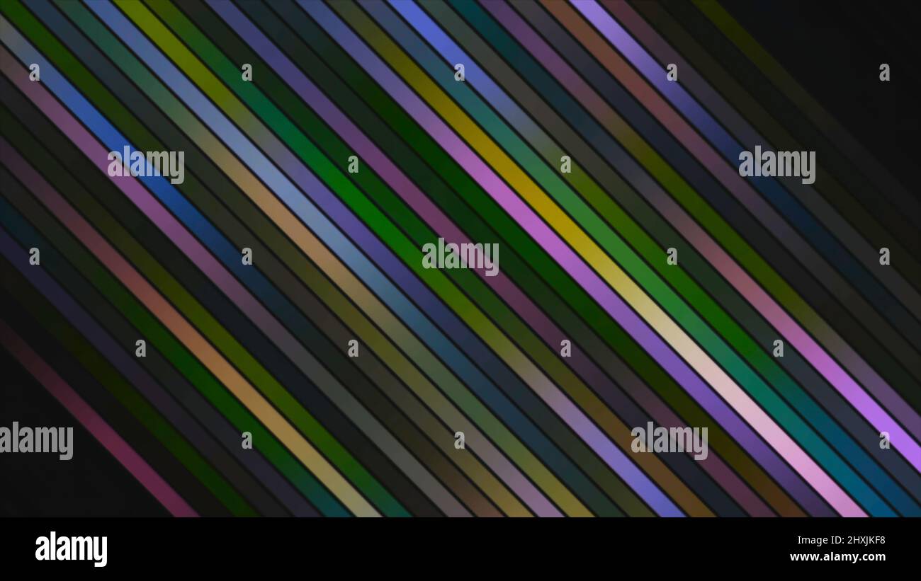 Colorful diagonal stripes shimmer on black background. Motion. Bright ...