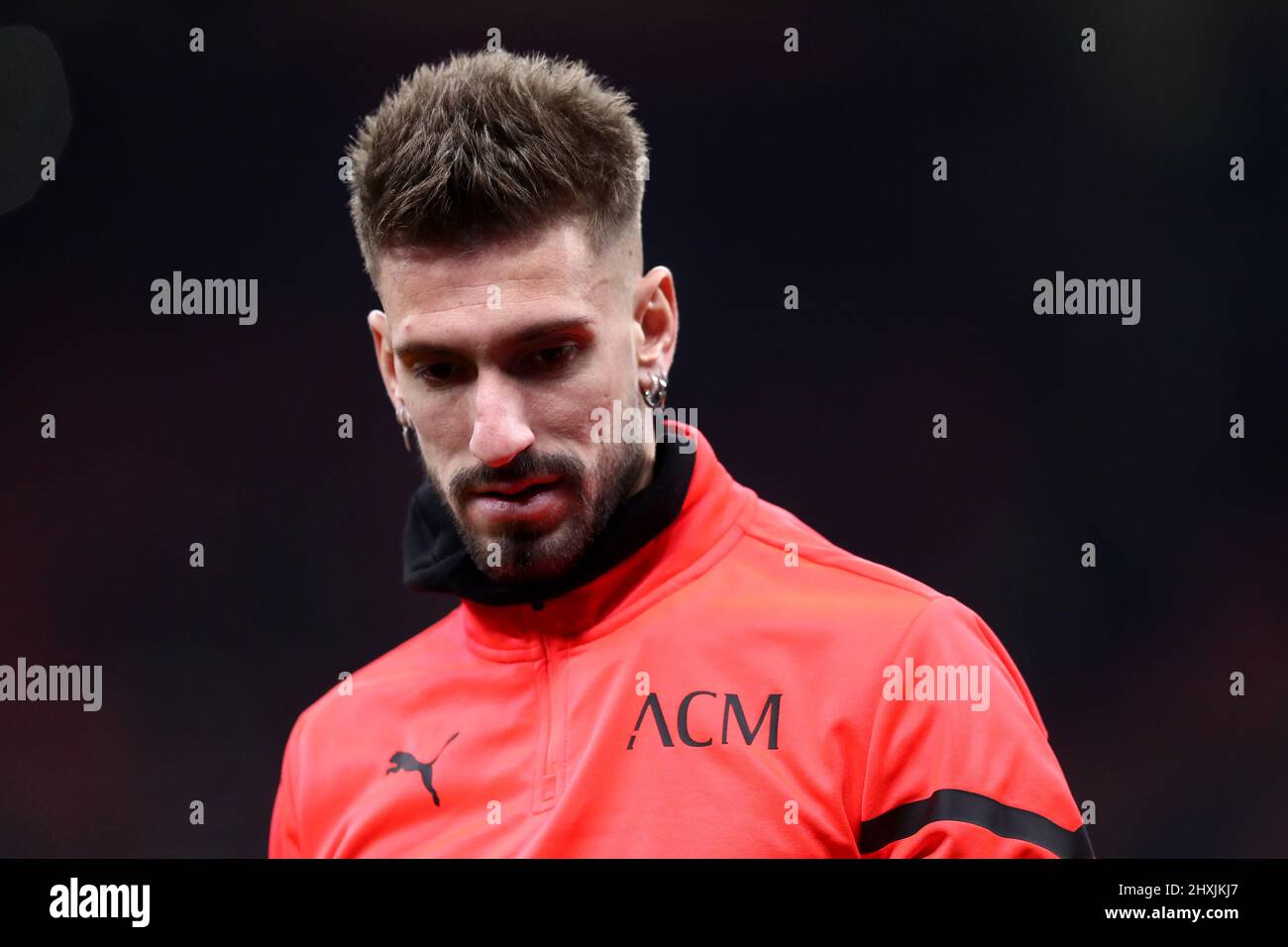 Samu Castillejo of Ac Milan during warm up before the Serie A match ...