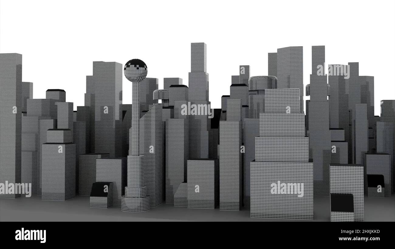 Layout of city with skyscrapers. Design. Virtual 3D city with high-rise ...