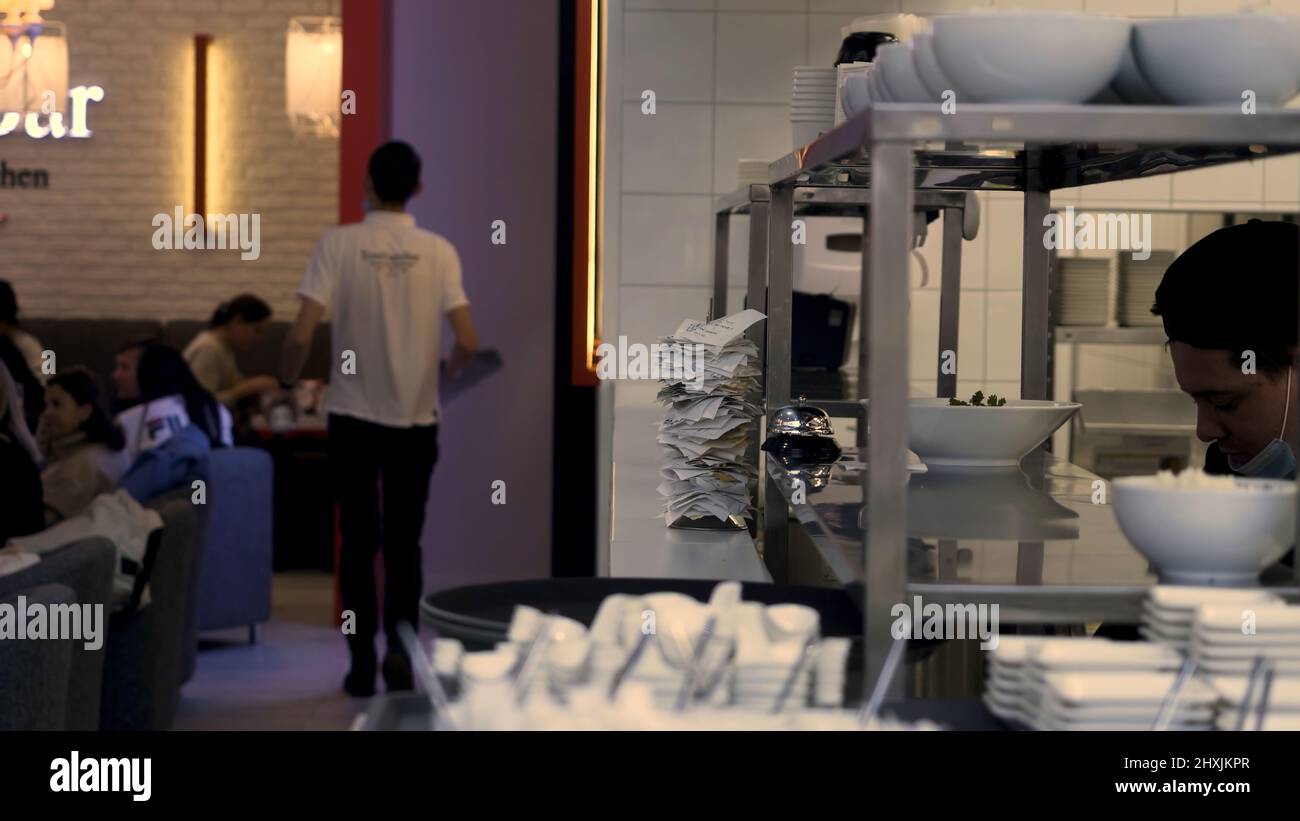 Interior details of a modern cafe or restaurant, concept of food. HDR ...