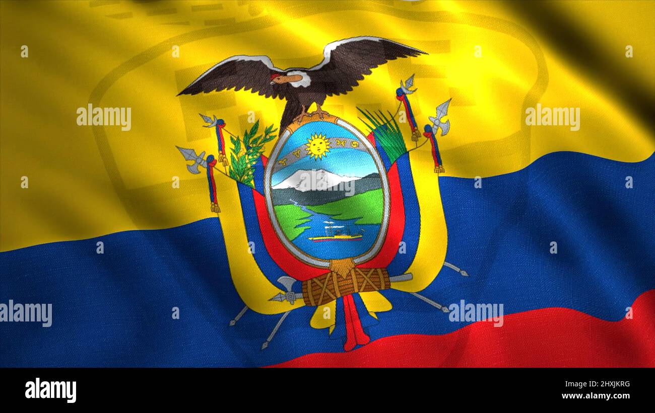 Ecuador flag waving animation with an eagle spreading its wings. Motion ...
