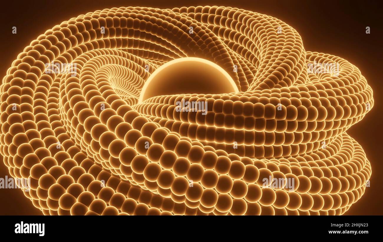 3D cord twisting into knot. Design. Spiral twists into knot around ...