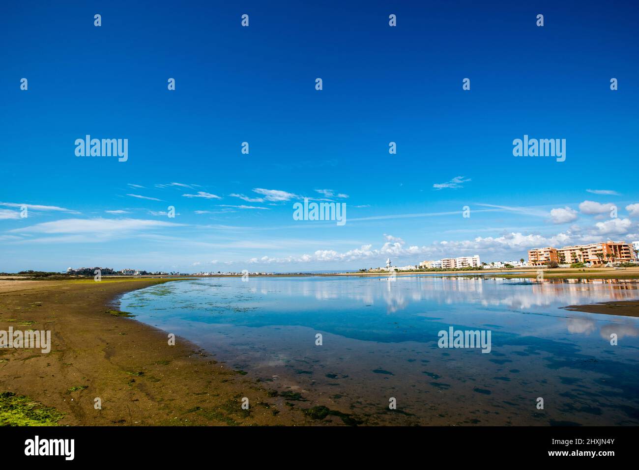 Punta del Caimán beach with the viewpoint of Isla Cristina in the ...