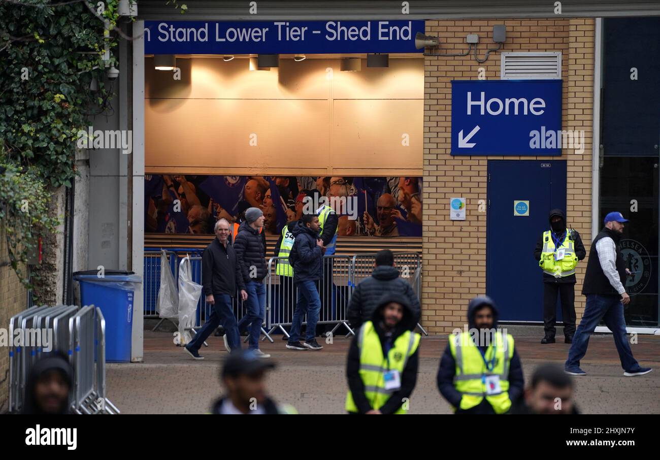 Fans arrive at Stamford Bridge, home of Chelsea FC, before their ...