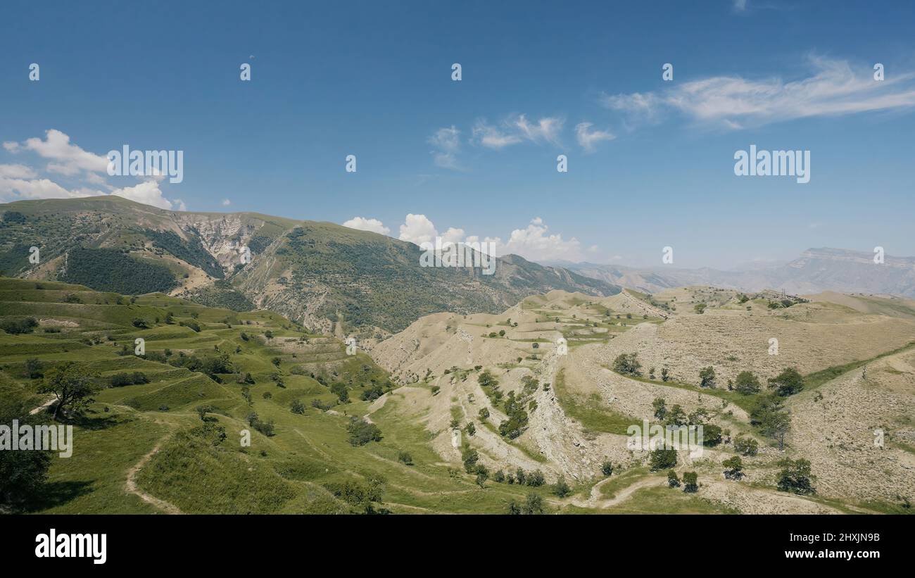 Aerial view of amazing landscape with beautiful valley on a sunny day ...