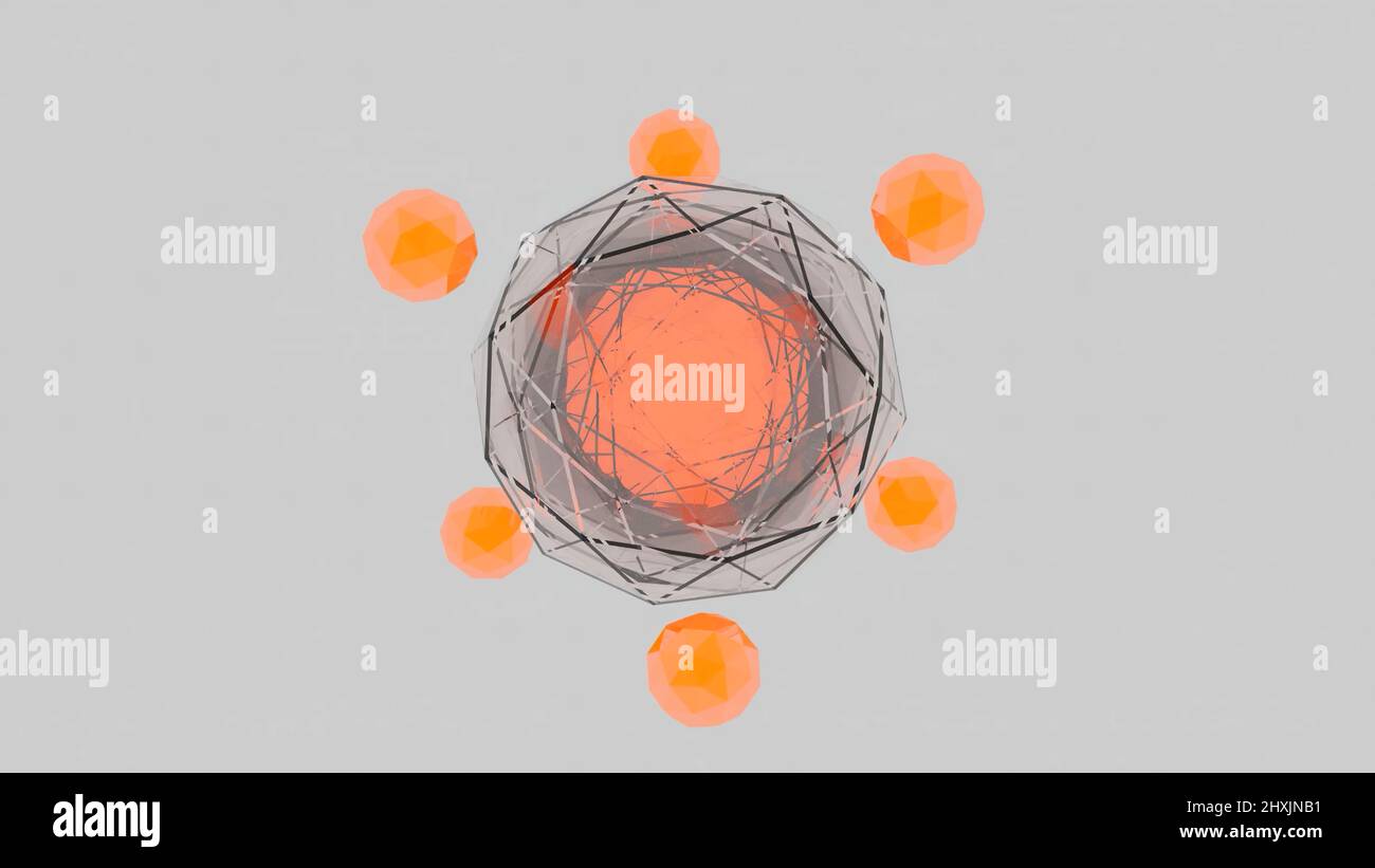 3D animation of an atom and electrons, seamless loop. Design. Concept ...