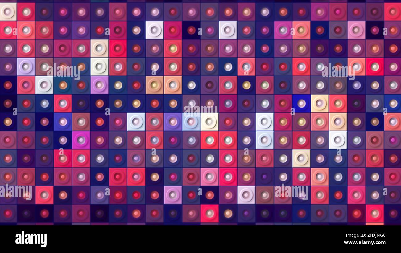 Mosaic background of shimmering colored squares with dots. Motion ...