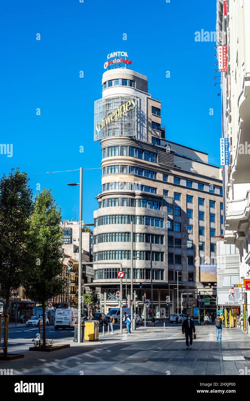 Madrid, Spain - October 3, 2020: Facade of Capitol or Carrion Building ...