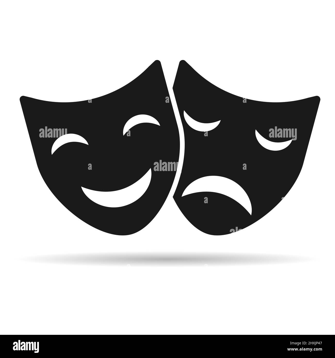 Set of Theater face mask icon shadow, emotion actor comedy and drama ...