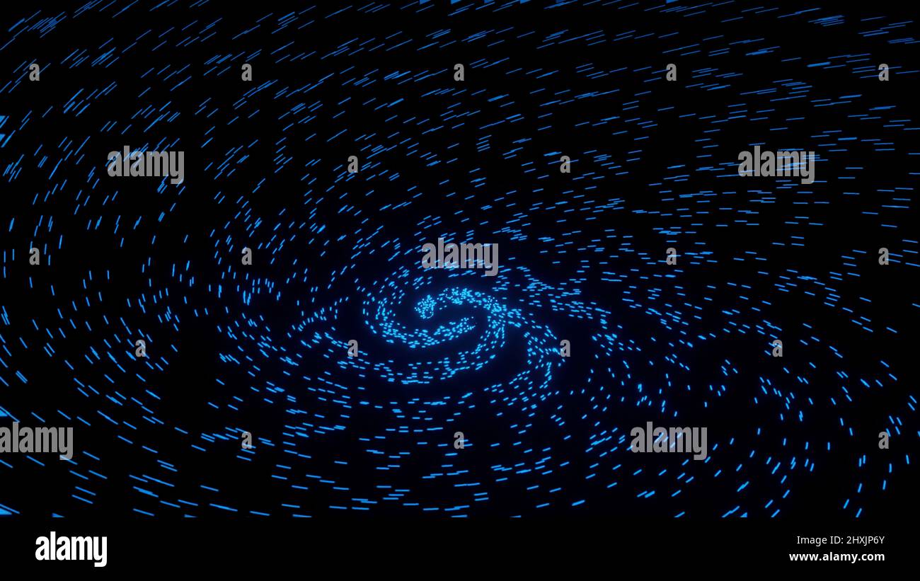 Abstract colorful particles creating transforming galaxy in outer space ...