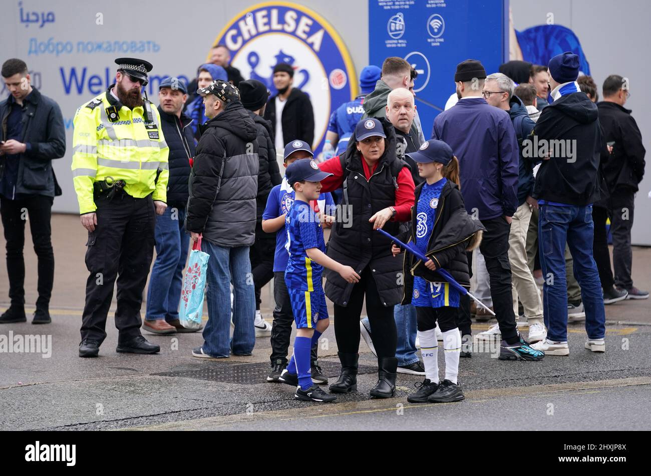Chelsea fans arrive for the Premier League match at Stamford Bridge ...