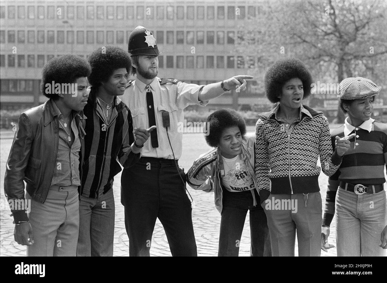 The Jackson 5 pop group pictured at Hyde Park Corner. They are Randy ...