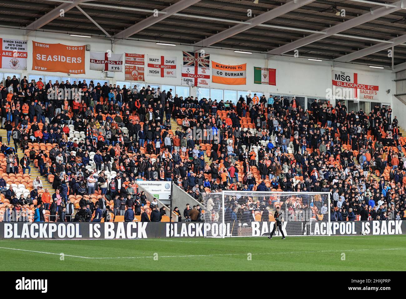 Blackpool fans before kick-off Stock Photo - Alamy