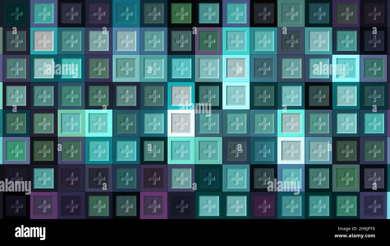 Dynamic animated background with medical multicolored crosses blinking ...