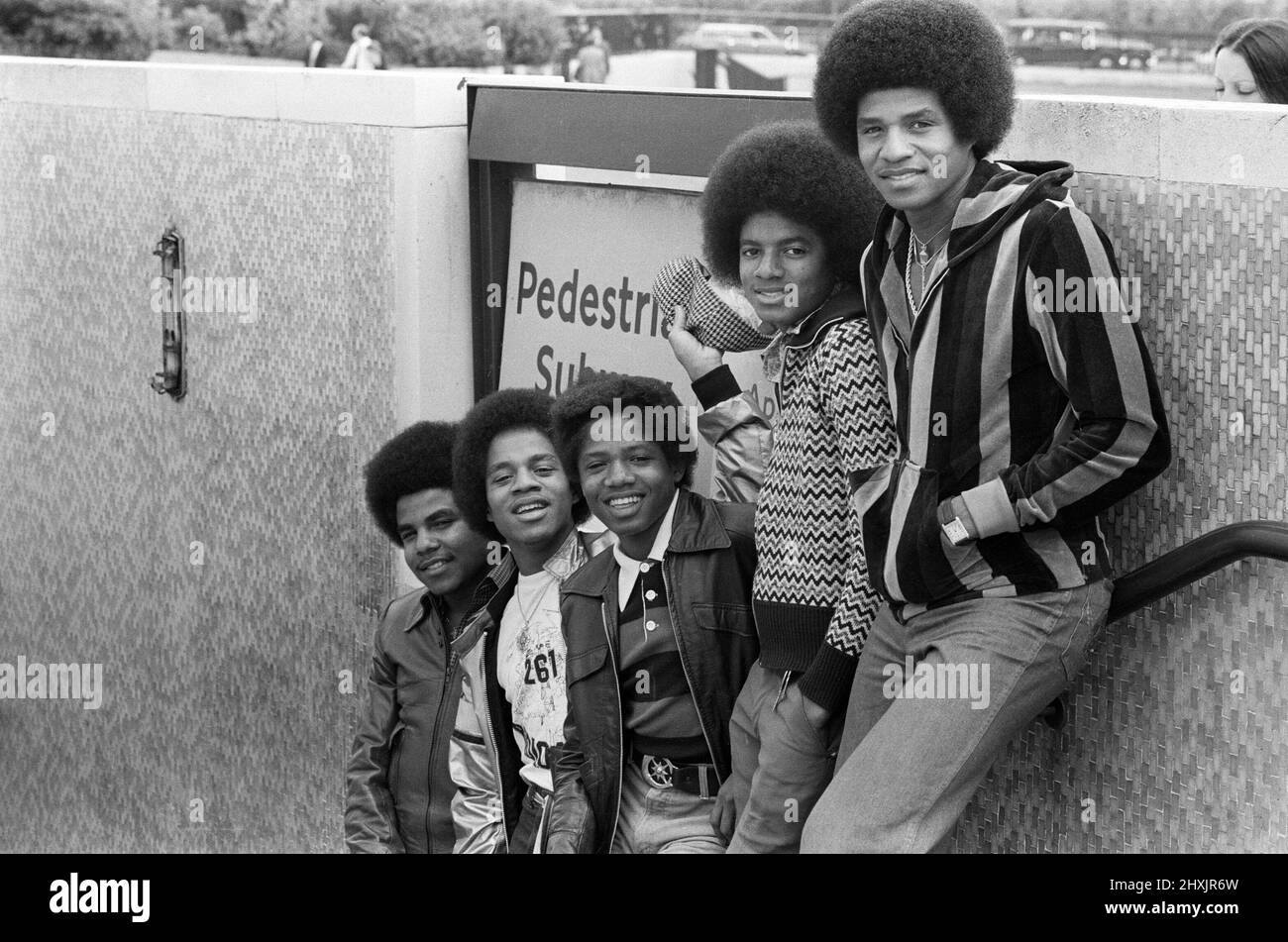 The Jackson 5 pop group pictured at Hyde Park Corner. They are Randy ...