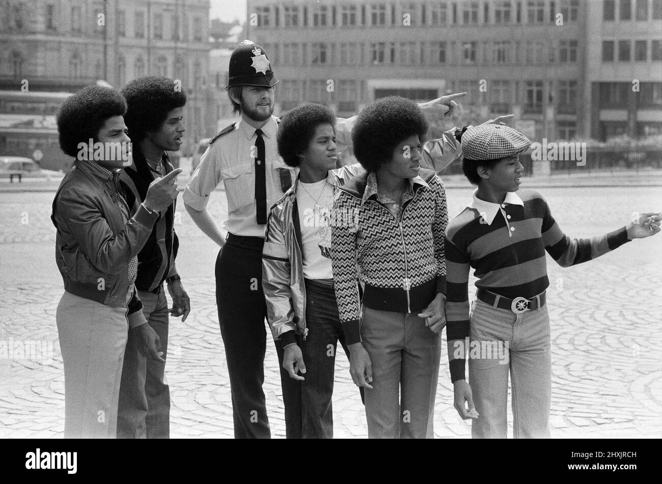 The Jackson 5 pop group pictured at Hyde Park Corner. They are Randy ...