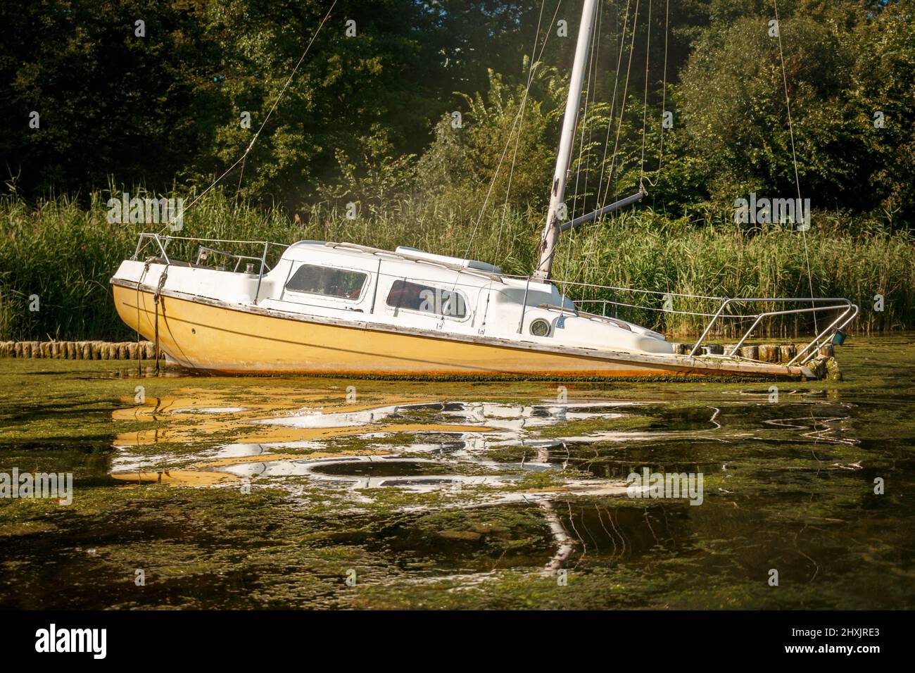 White and yellow ship wreck Stock Photo - Alamy