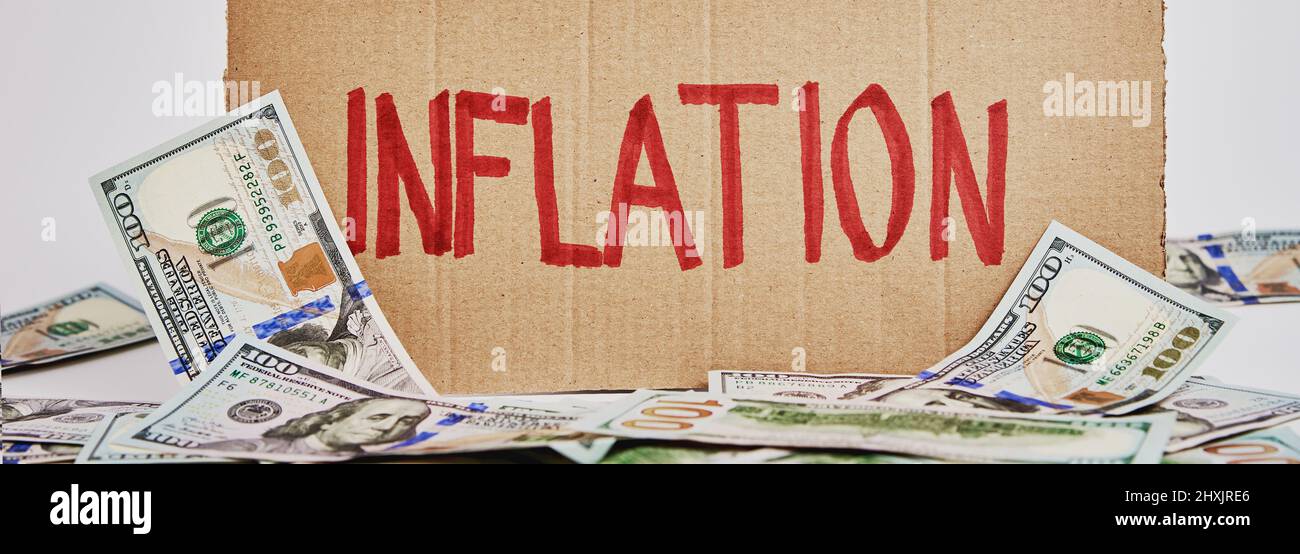 World Economic Crisis And Inflation Concept Cardboard Sheet With Word
