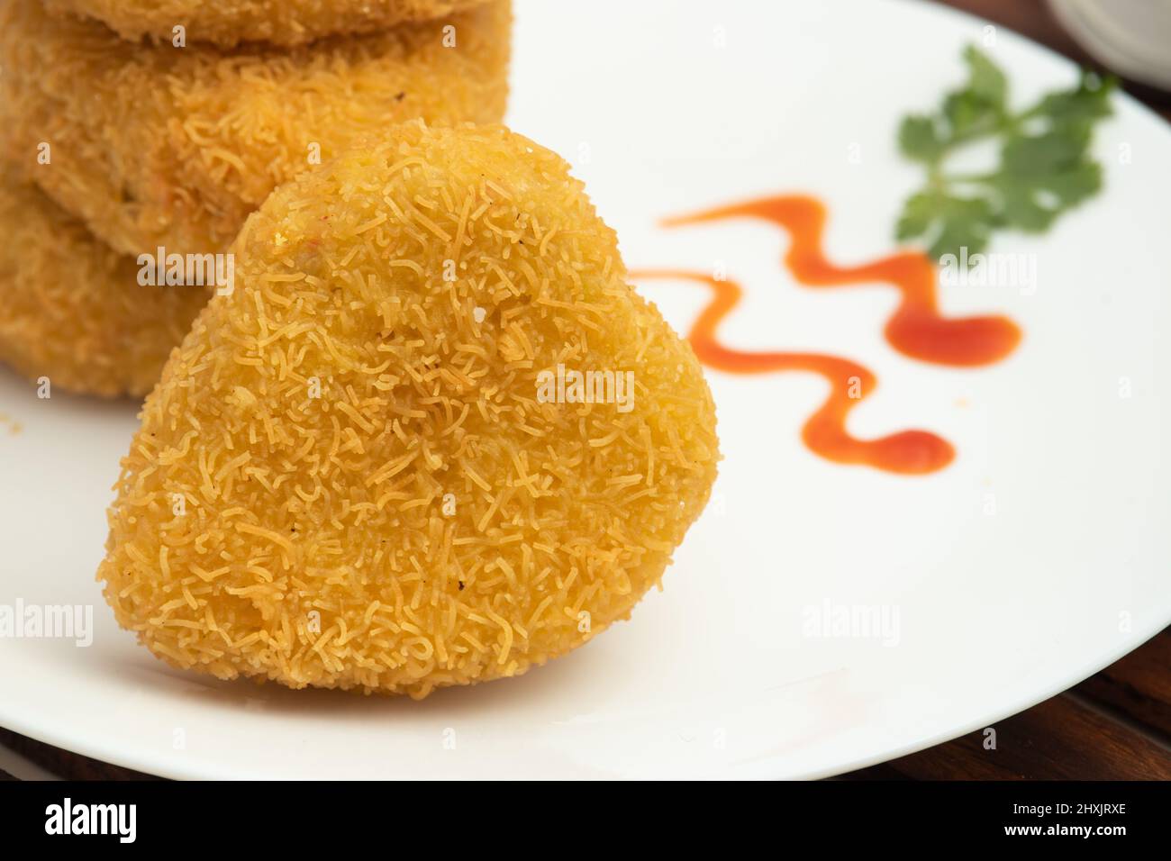 Heart Shaped Veg Paneer Cutlet Tikki With Bhujia Sev Coating Made Of ...