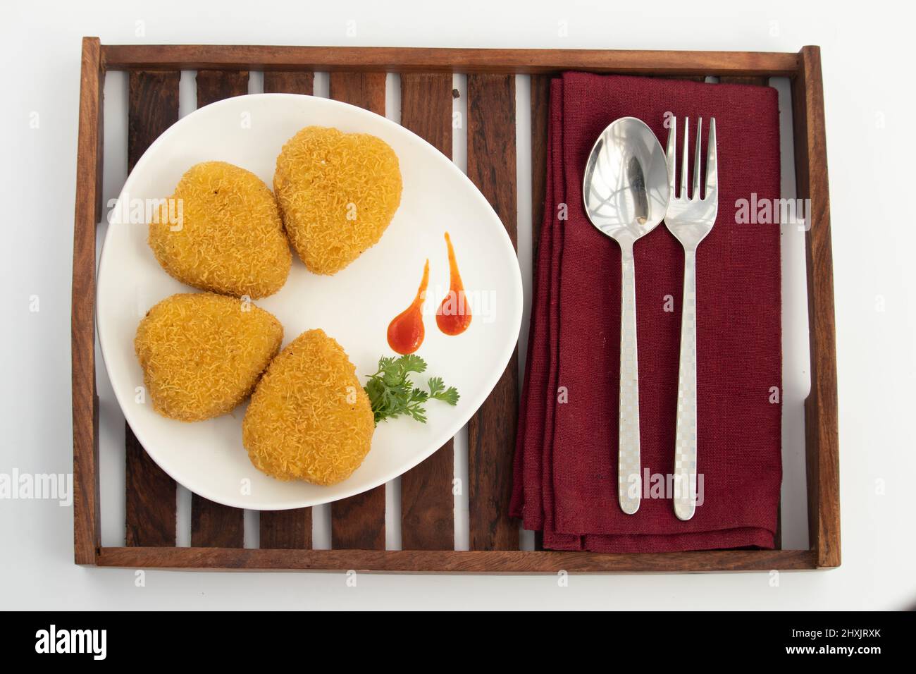 Heart Shaped Veg Paneer Cutlet Tikki With Bhujia Sev Coating Made Of ...