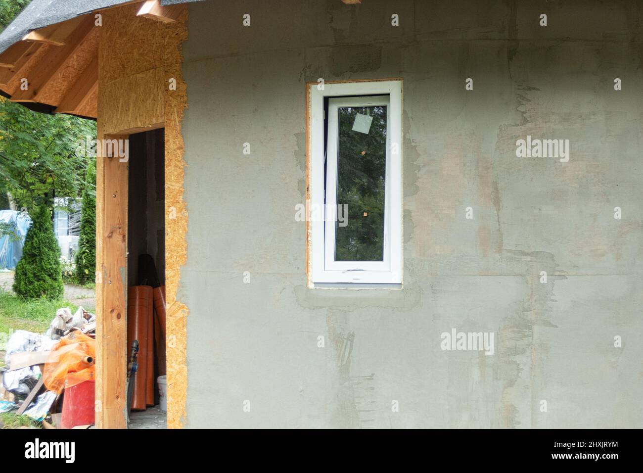 White metal-plastic window in a new building. Window installation ...