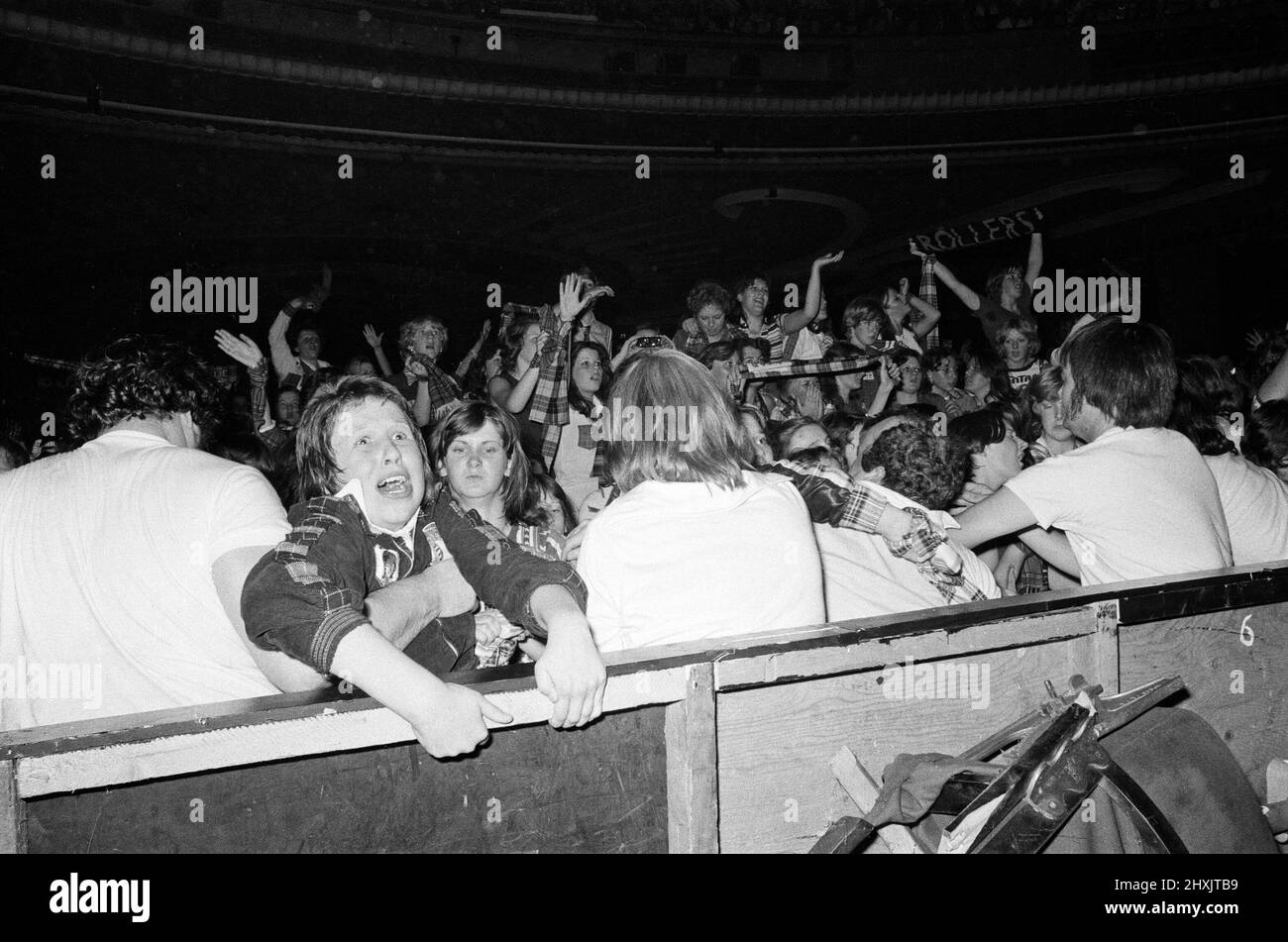 Hysterical fans attend a Bay City Rollers concert in Victoria, London ...