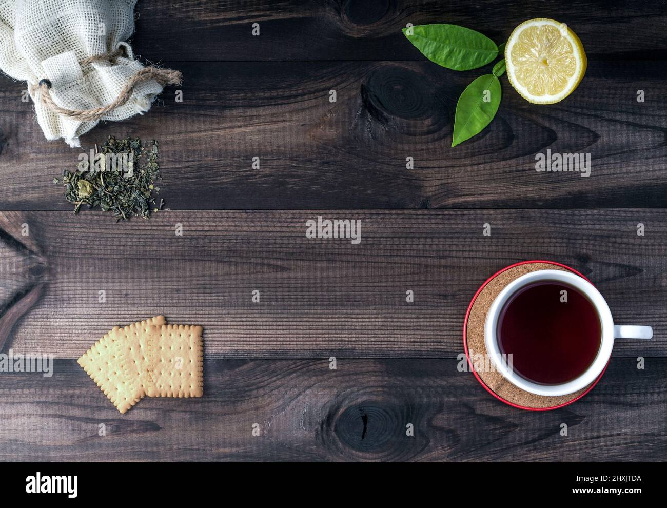 Tea drinking concept. Top view Stock Photo - Alamy