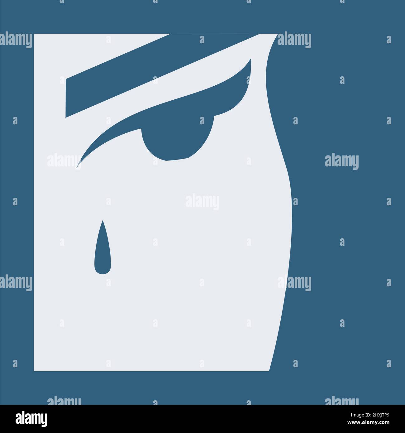 Crying person. Eye, brow and tear in square frame. Poster, card design ...