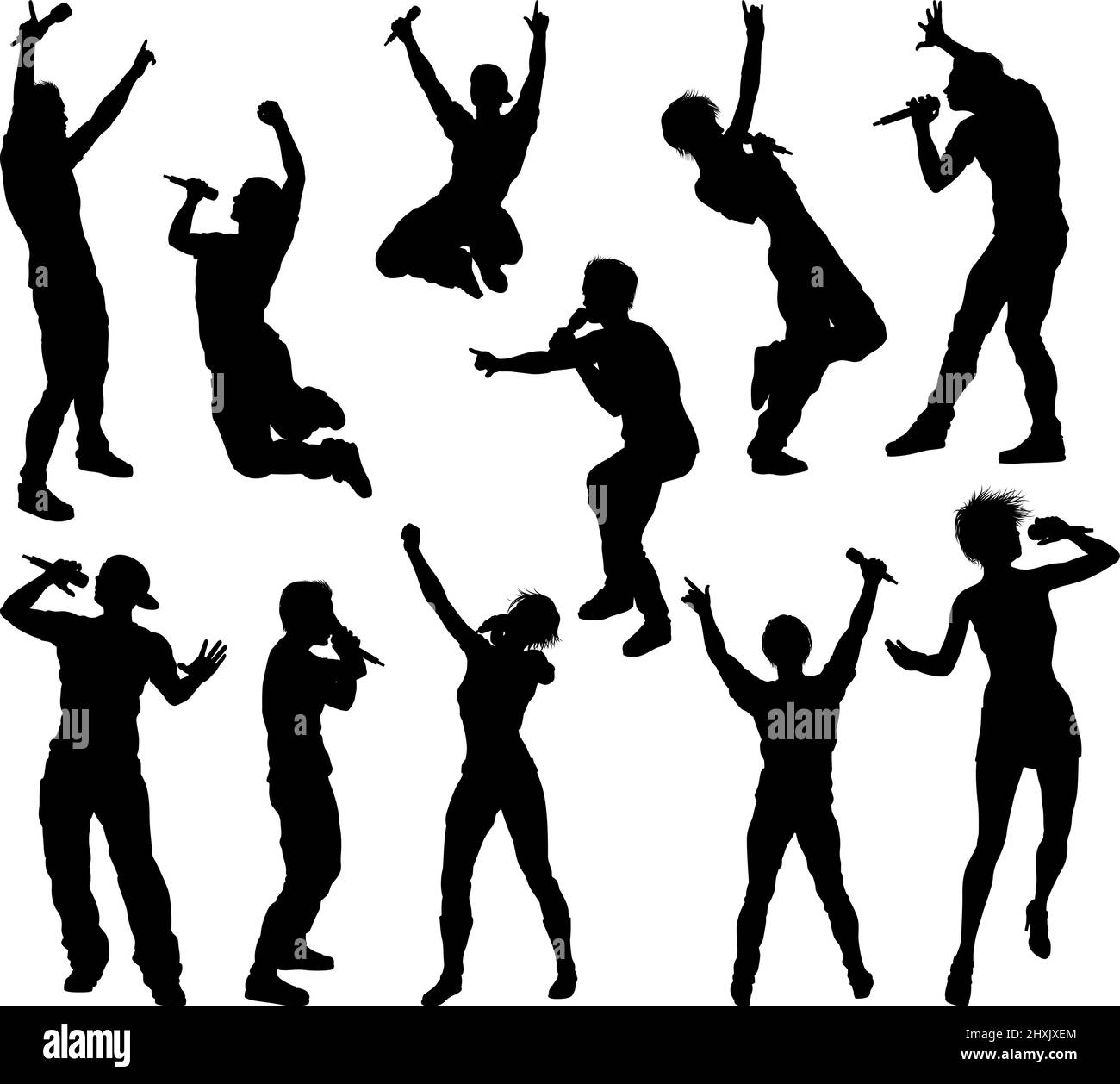 Singers Pop Country Rock Hiphop Star Silhouettes Stock Vector Image ...