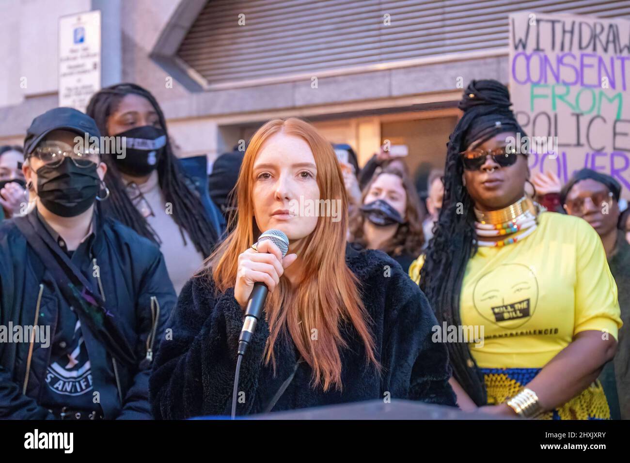 Patsy Stevenson speaks during the demonstration. Activists attend a ...