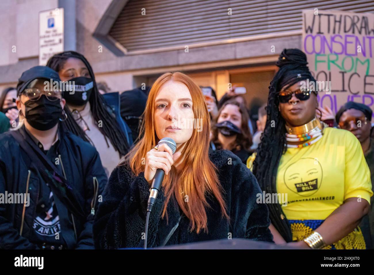 Patsy Stevenson speaks during the demonstration. Activists attend a ...