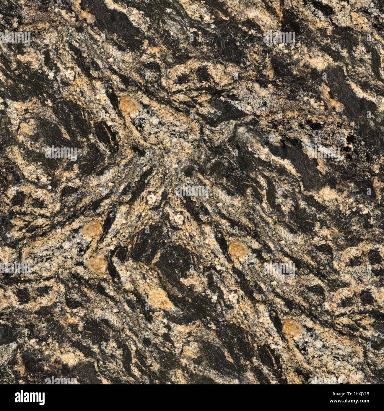 Contrast granite texture with black and beige pattern. Seamless square background, tile ready ...