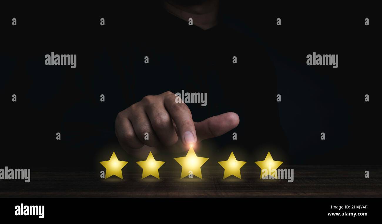 Gold five stars point, best excellent rating satisfaction pointing by ...