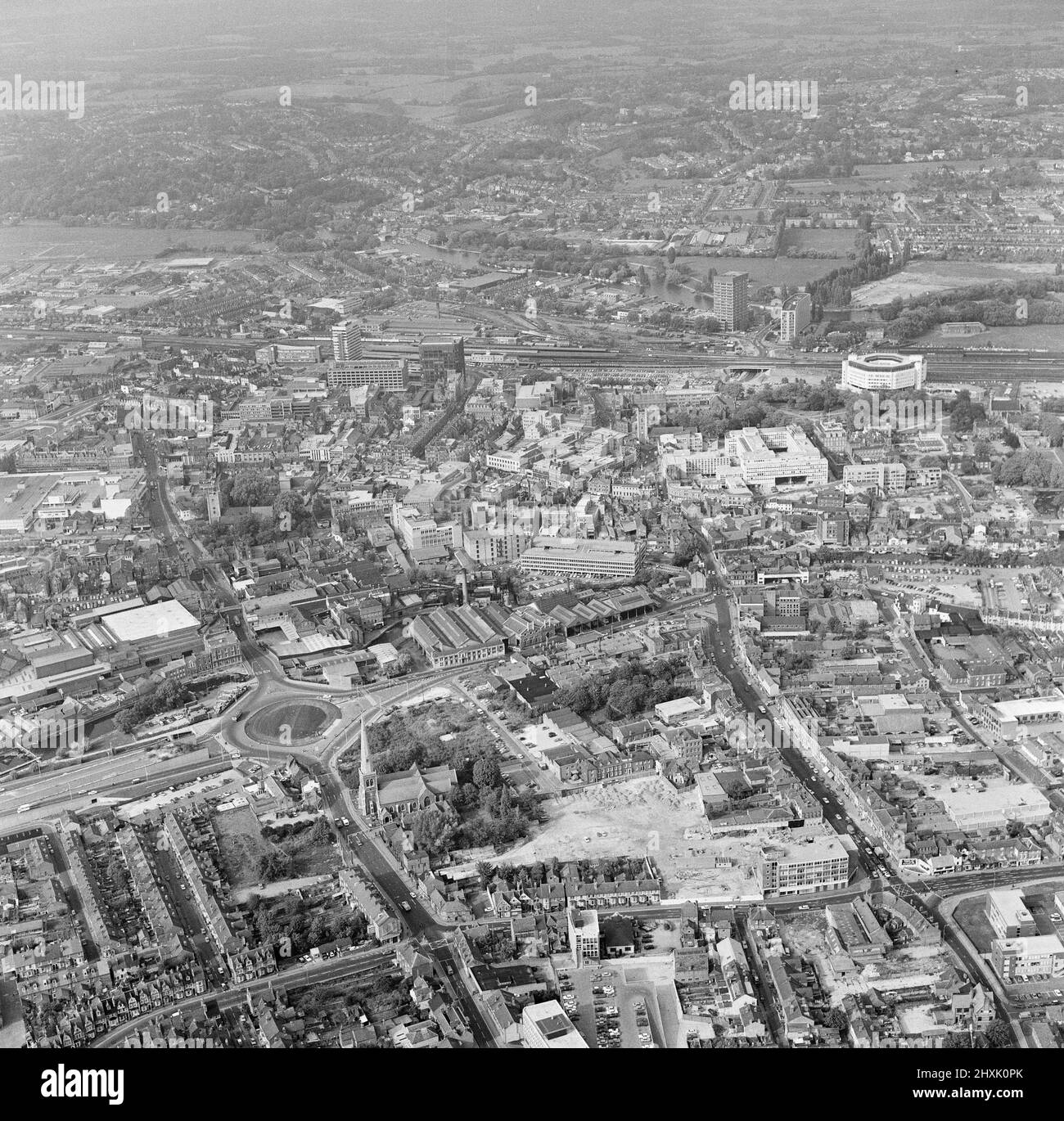 Aerial views of Reading, Berkshire. 26th October 1976 Stock Photo - Alamy