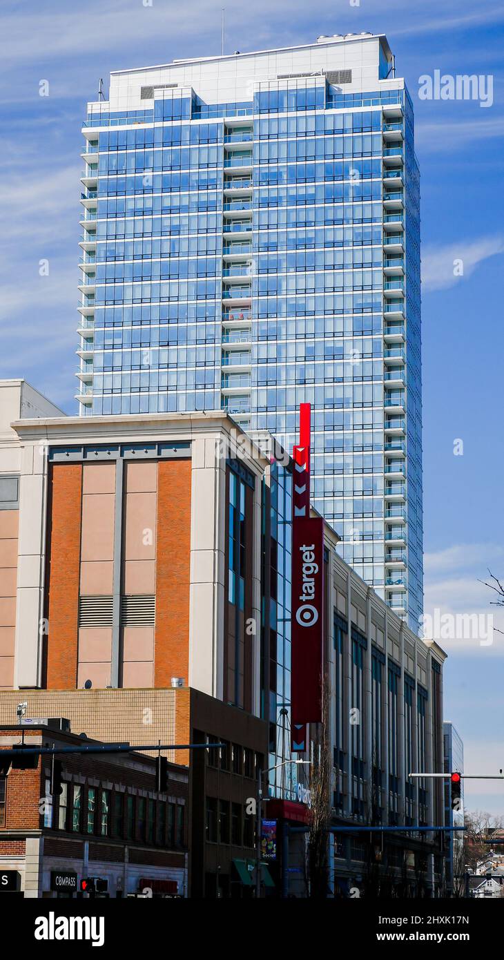 STAMFORD, CT, USA - MARCH 11, 2022: Street view from Trump Parc ...