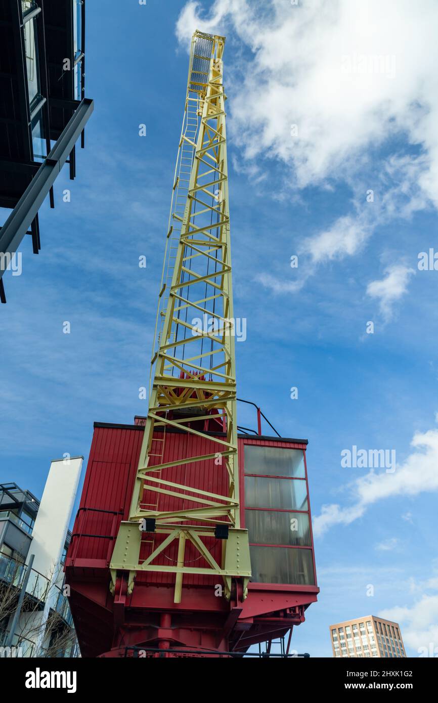 Historic port crane at Poplar Dock Marina, London Stock Photo - Alamy